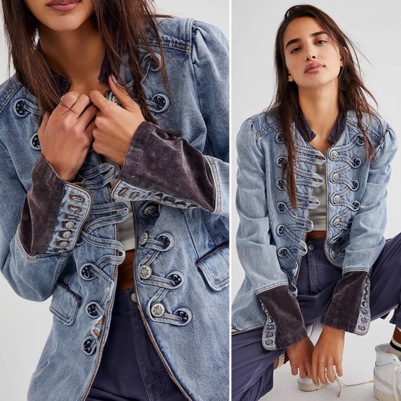 Free People | Jackets & Coats | Nwt Free People Atlantic Blue Denim ...